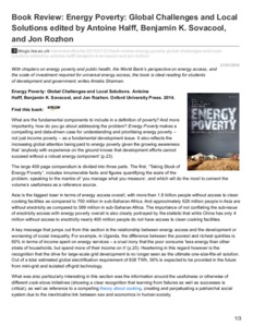 Book review: energy poverty: global challenges and local solutions edited by Antoine Halff ...